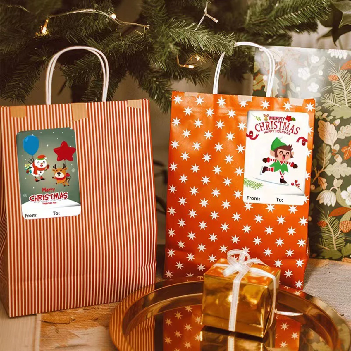 Christmas-Sticker-Festival-Cartoon-Gift-Bag-Candy-Box-Label-Snowman ...