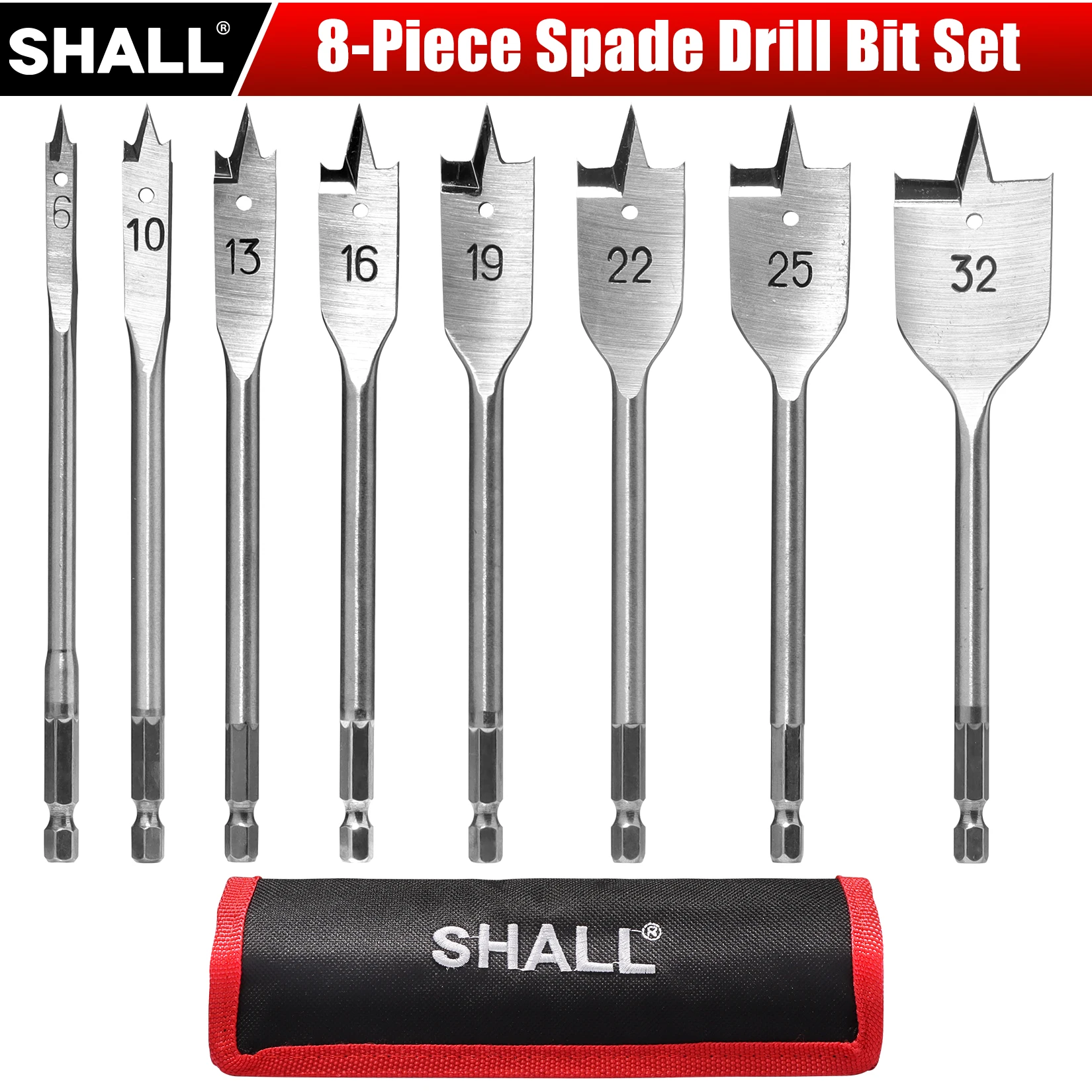 SHALL-8-Piece-Spade-Drill-Bit-Set-with-Pouch-High-carbon-Steel-Wood ...