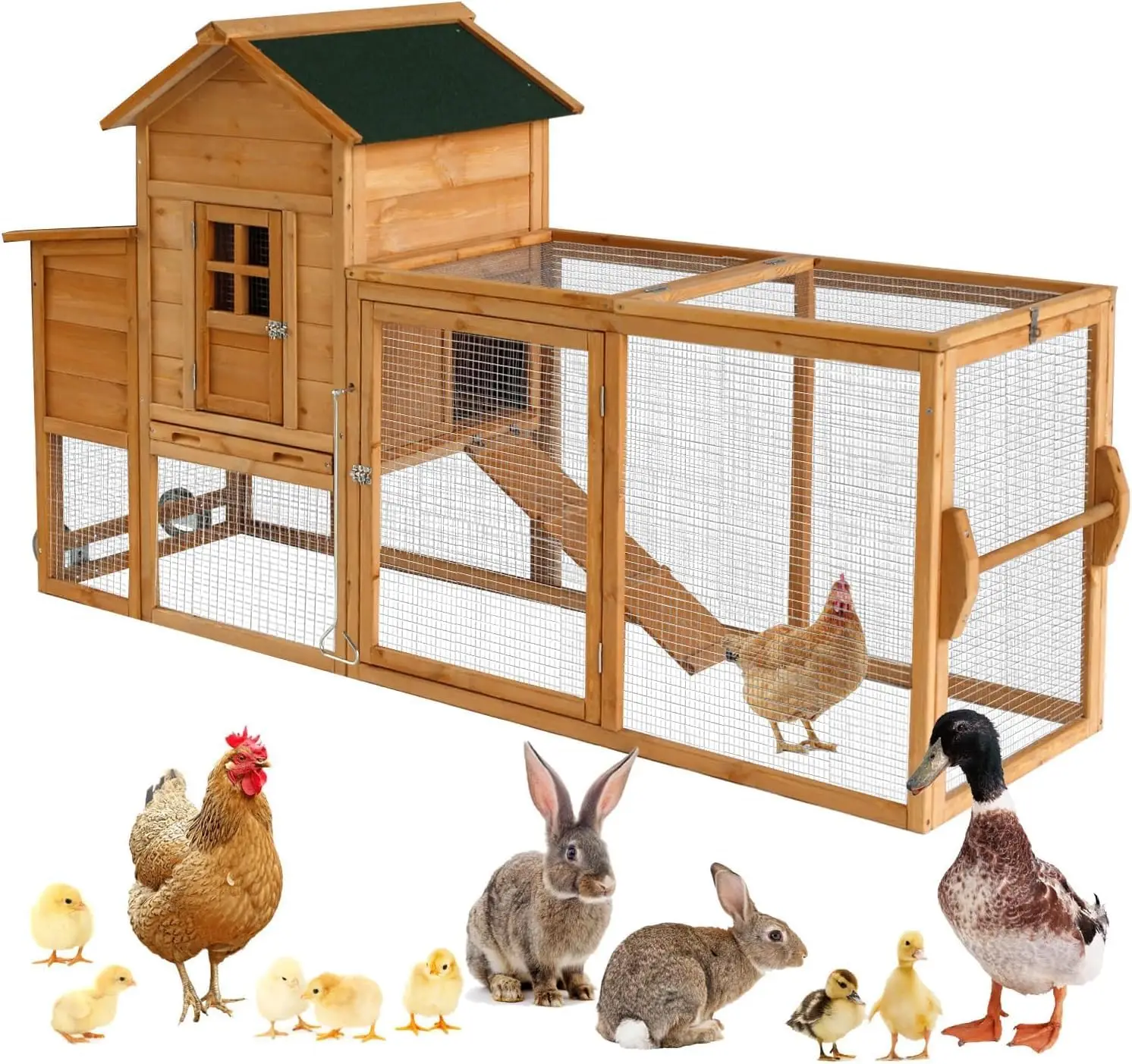 80-Large-Chicken-Coop-with-Wheels-Waterproof-Outdoor-Hen-House-for-2-4 ...