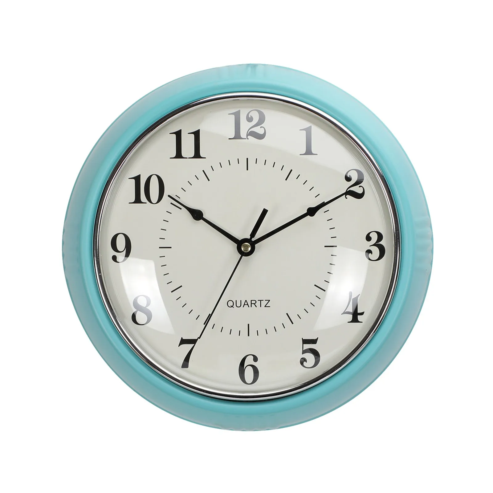 Retro Round Wall Clocks Vintage Turquoise Metal Analog Wall Clock For ...