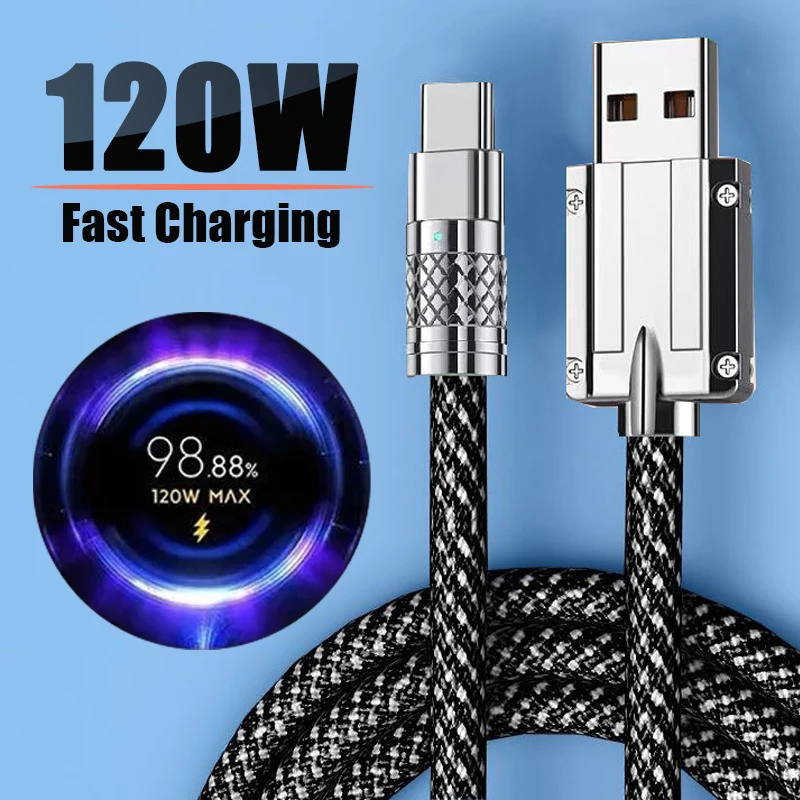 120W-Nylon-Braided-Fast-Charger-Line-USB-C-Data-Charging-Cable-2-Meter ...