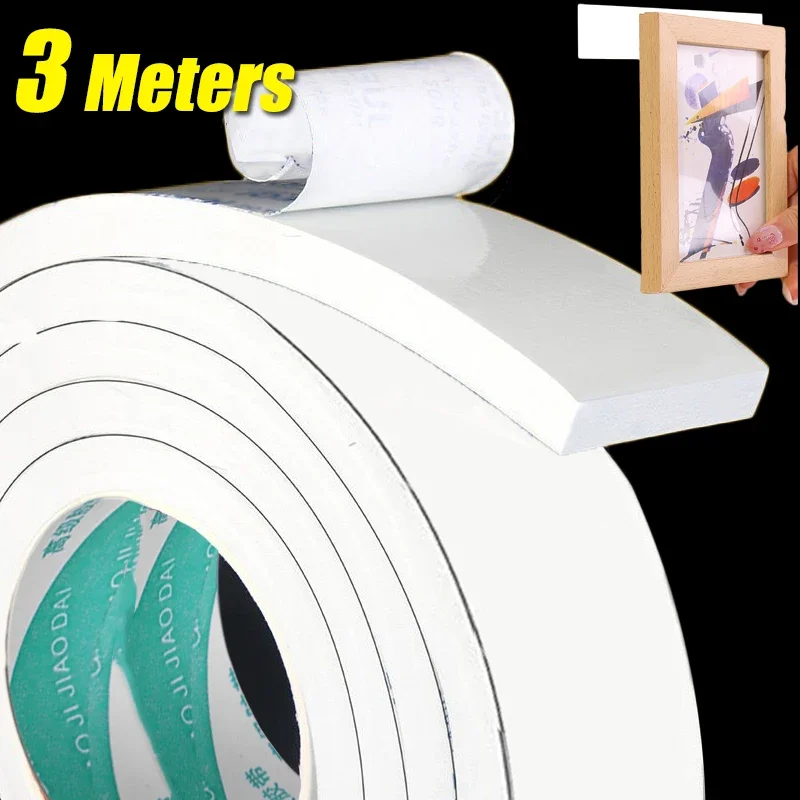 White Sponge Double Sided Foam Adhesive Tapes for Mounting Fixing Pad Sticky 30mm 20mcm Width ...