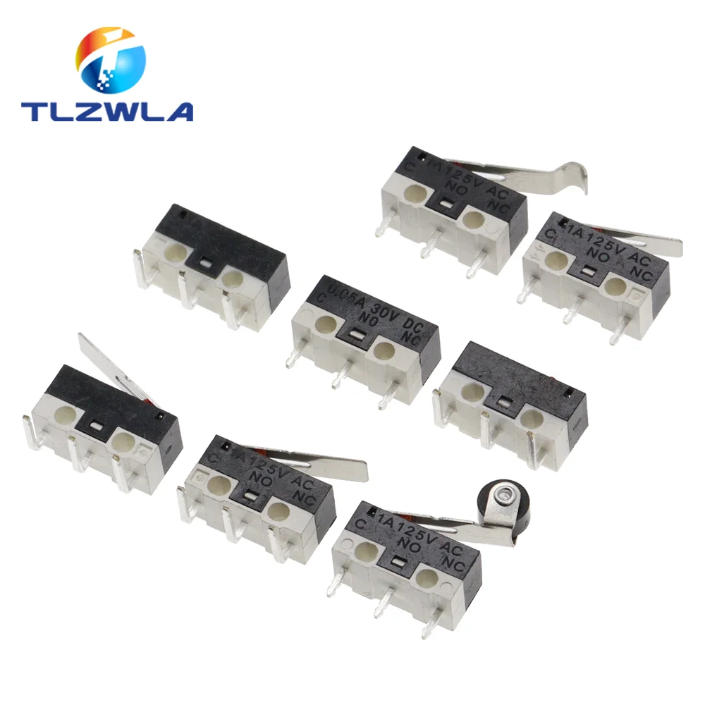 10PCS Micro Limit Switch Momentary Push Button Switch 1A 125V AC Mouse Switch 3Pins Long Handle ...