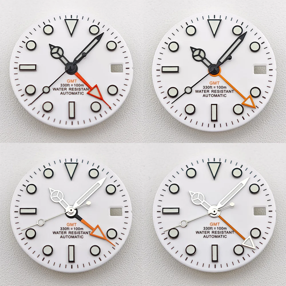 29mm White/Black Sterile Dial Watch GMT Hands Fit NH34Movement Watch ...