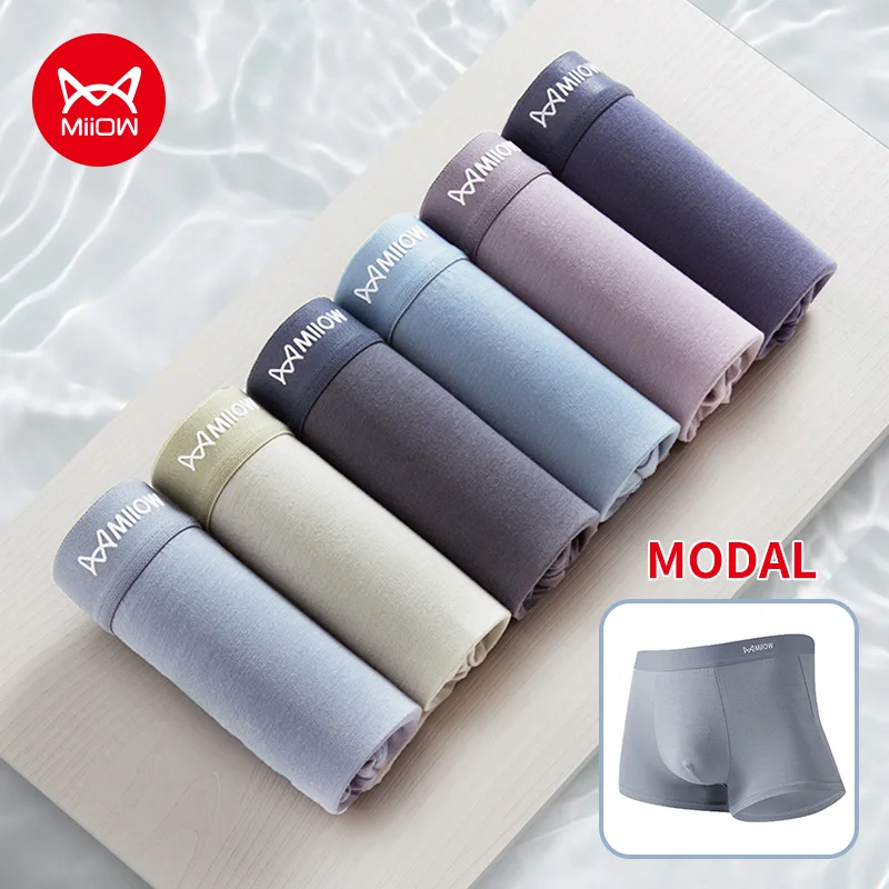 MiiOW-4Pcs-Modal-Men-Underwear-Boxers-Softness-Seamless-Men-s-Panties-Breathable-Underpants-Male ...