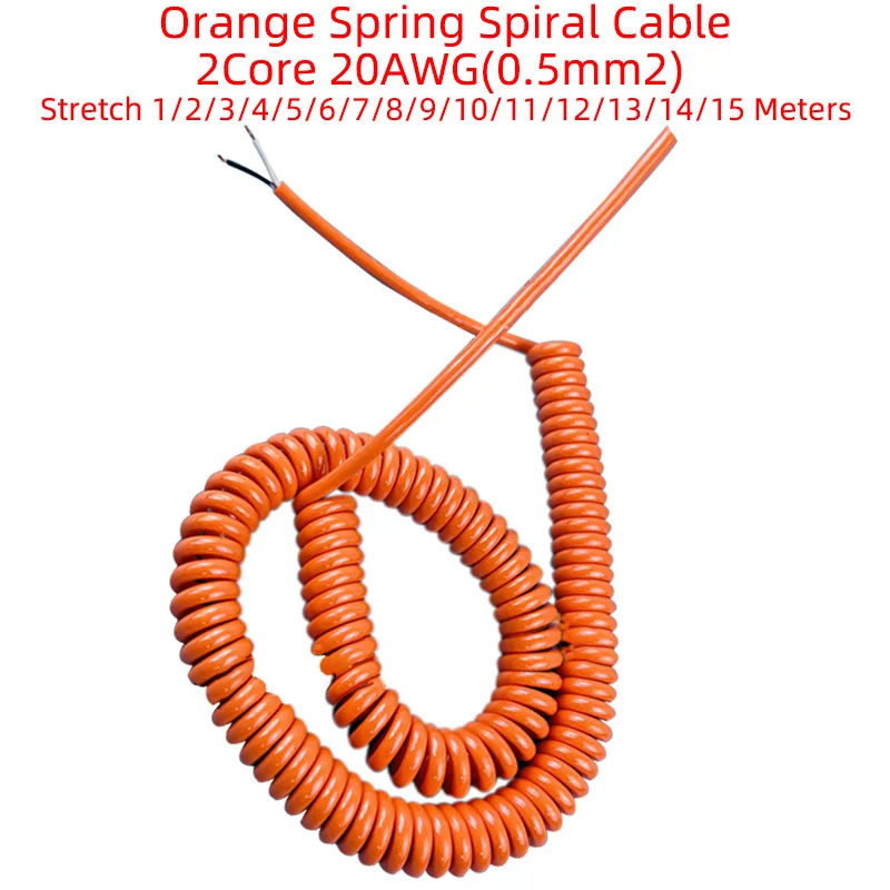 Orange-Spring-Spiral-Cable-Telescopic-Wire-2Cores-20AWG-Stretch-1-2-3-4 ...
