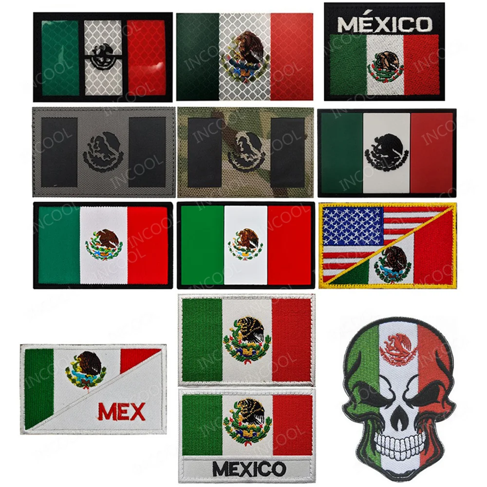 Mexico-Embroidered-Patches-Reflective-Multicam-Mexican-Flag-Tactical ...