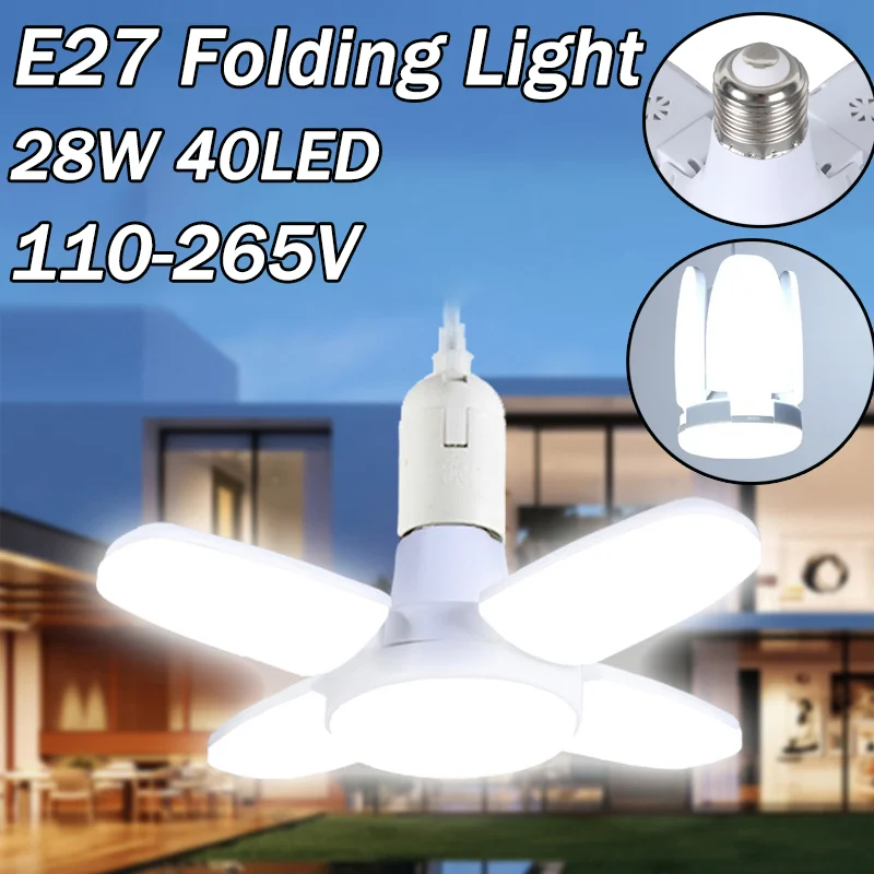28W-Fan-Shape-LED-Bulb-E27-LED-Lamp-Foldable-265V-110V-Light-Bulbs-For ...