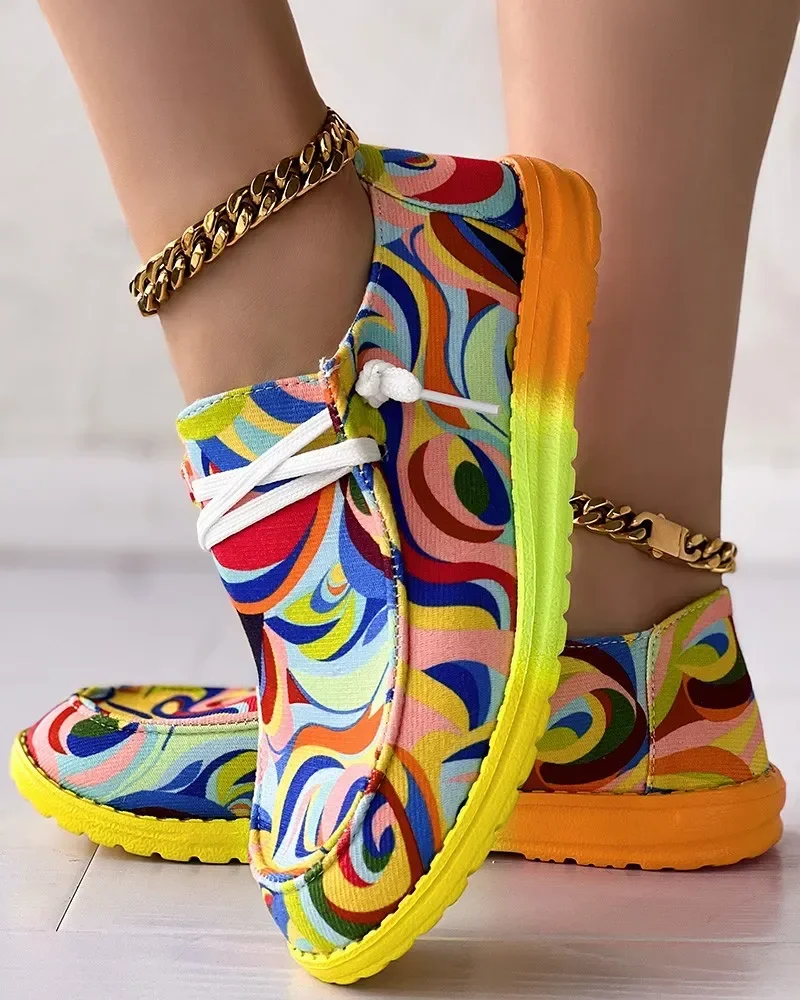 Loafers-Women-s-Abstract-Print-Ombre-Lace-up-Slip-on-Loafers-Women ...