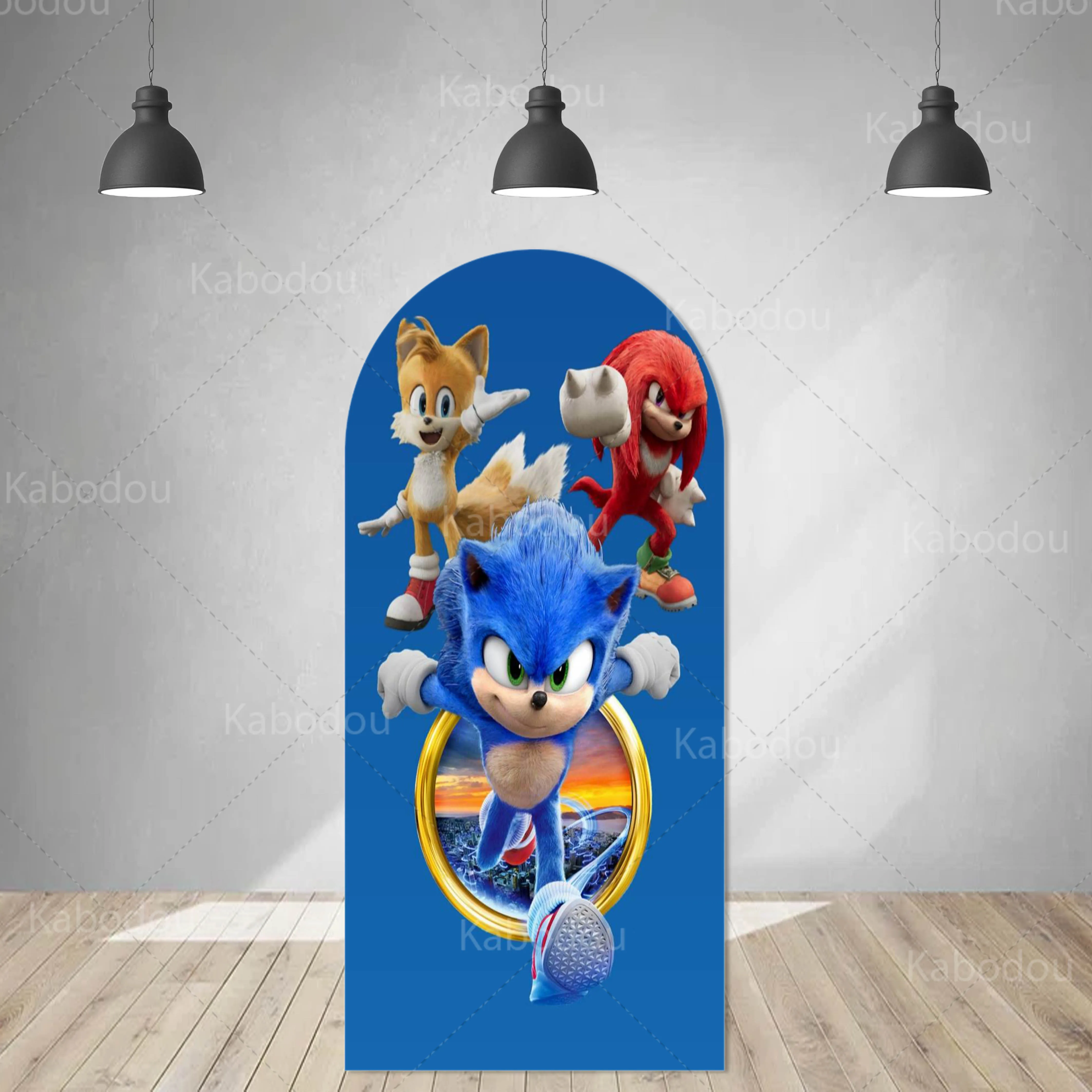 Arco de fondo azul de Sonics con doble cara de erizo para decoración de ...