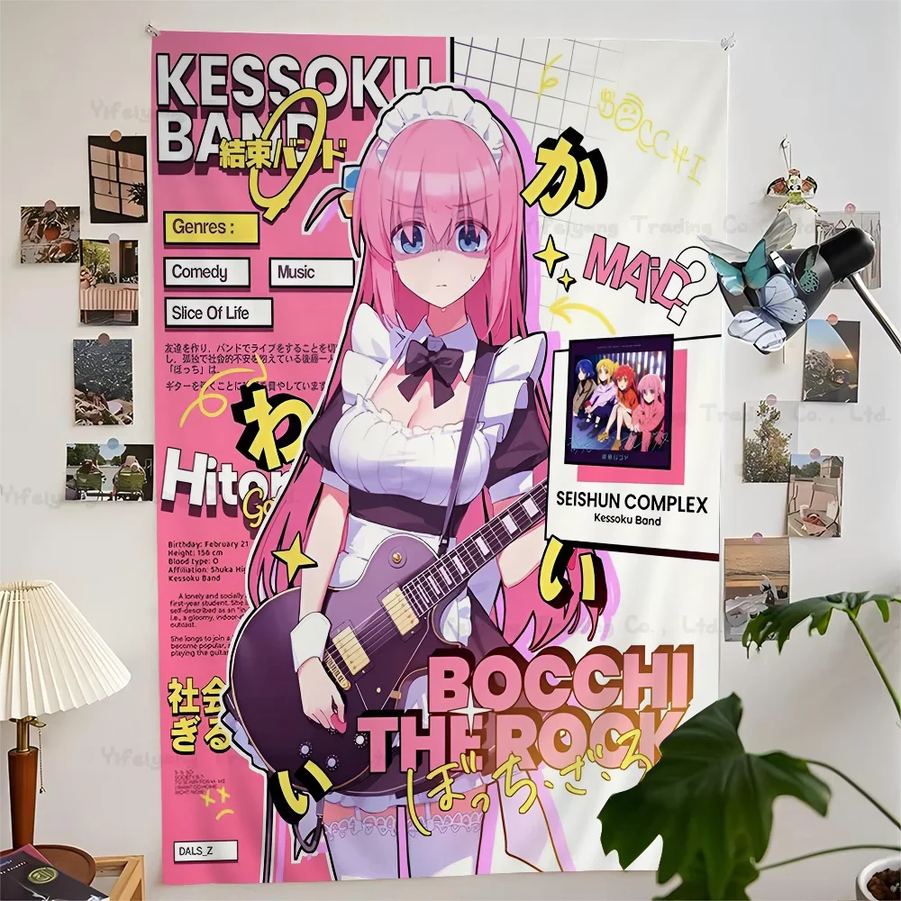 Anime Singer B-Bocchi The R-Rock Cartoon Tapestry Hippie Flower Wall ...