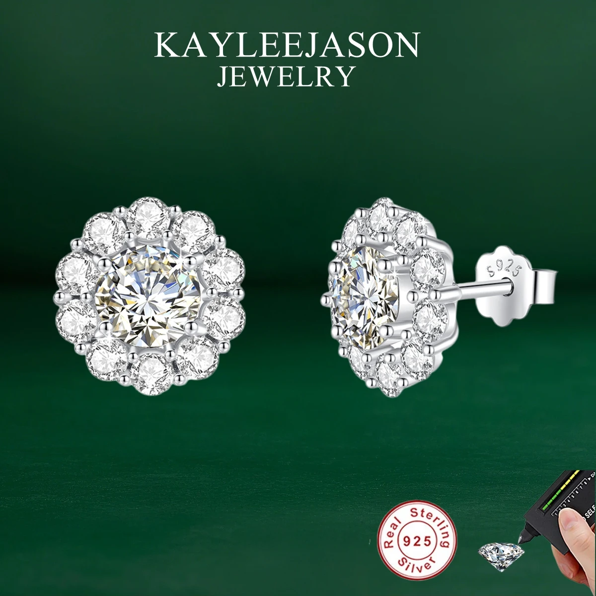 Engagement Wedding Flower Crystal Stud Earrings for Women Fashion ...