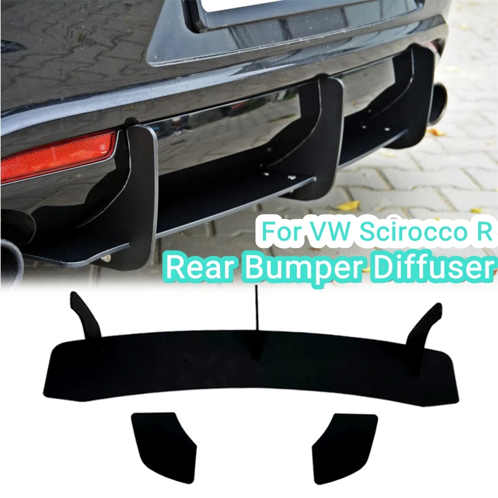 For-Volkswagen-VW-Scirocco-R-2009-2016-Rear-Bumper-Diffuser-Black ...