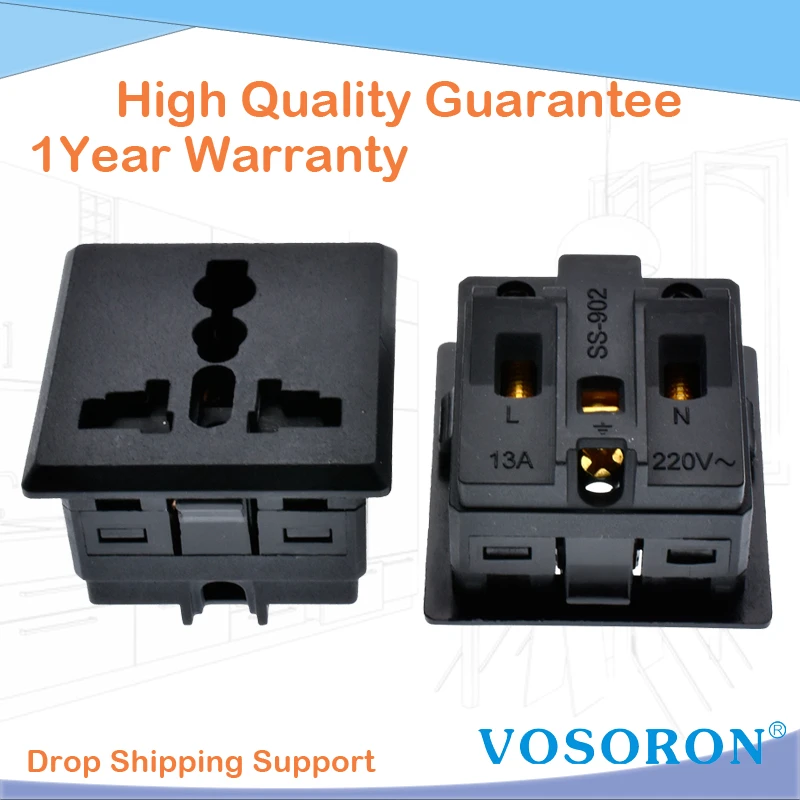 US USA UK EU Euro AU Panel Mount Snap in Universal Power Socket Outlet ...