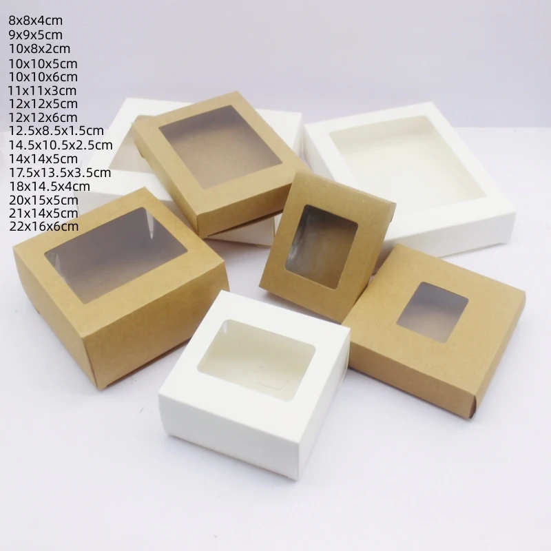 10pcs-DIY-GIfts-package-with-window-white-kraft-christmas-gifts-box ...