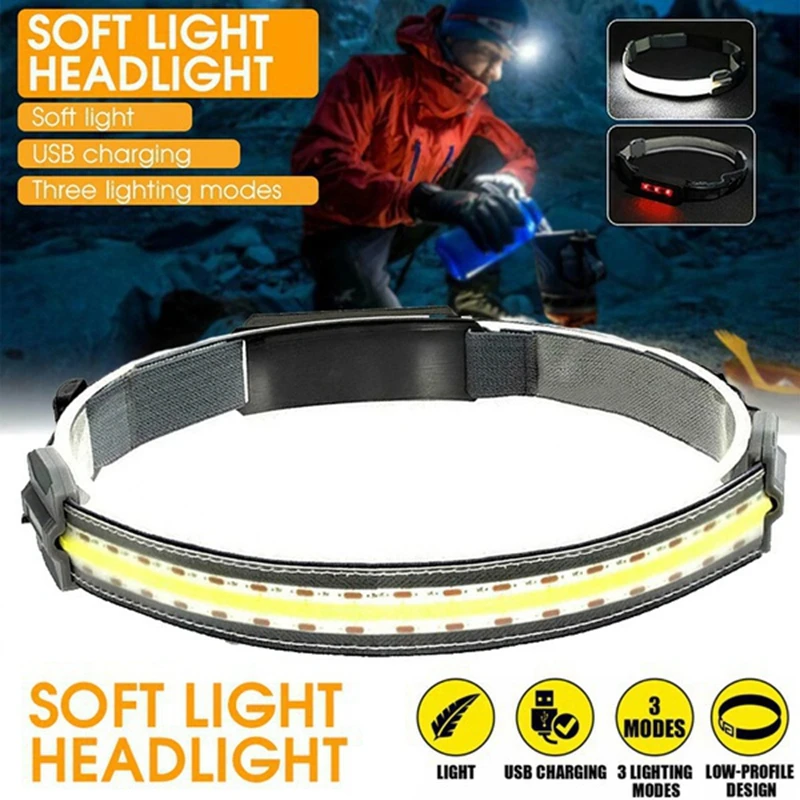 Wide-Beam-COB-Headlamp-USB-Rechargeable-Headlight-with-Built-in-Battery ...