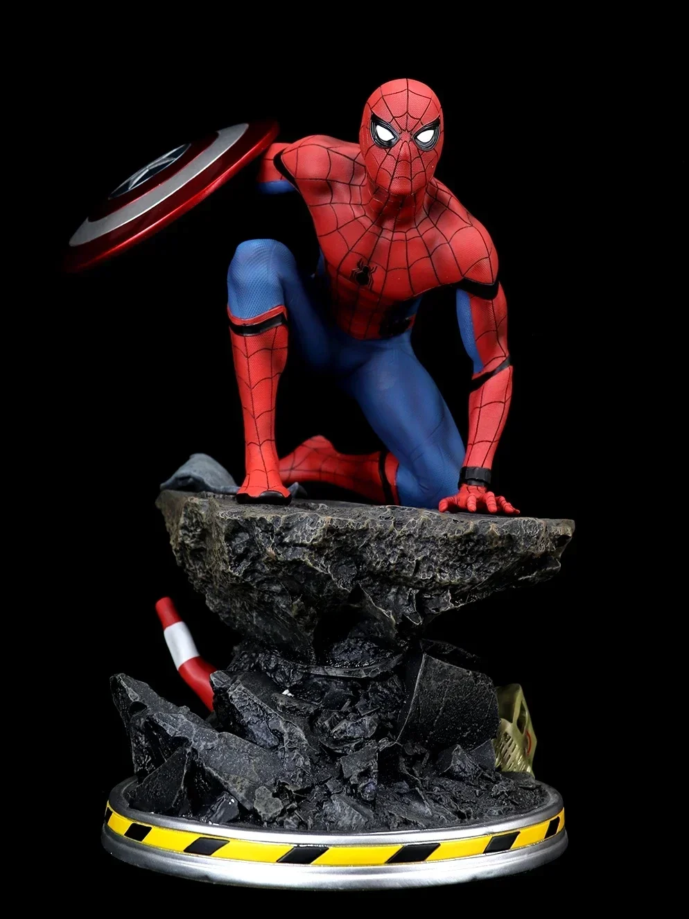 Marvel-40cm-Spiderman-Statue-Captain-America-Shield-Spider-Man-Statue ...