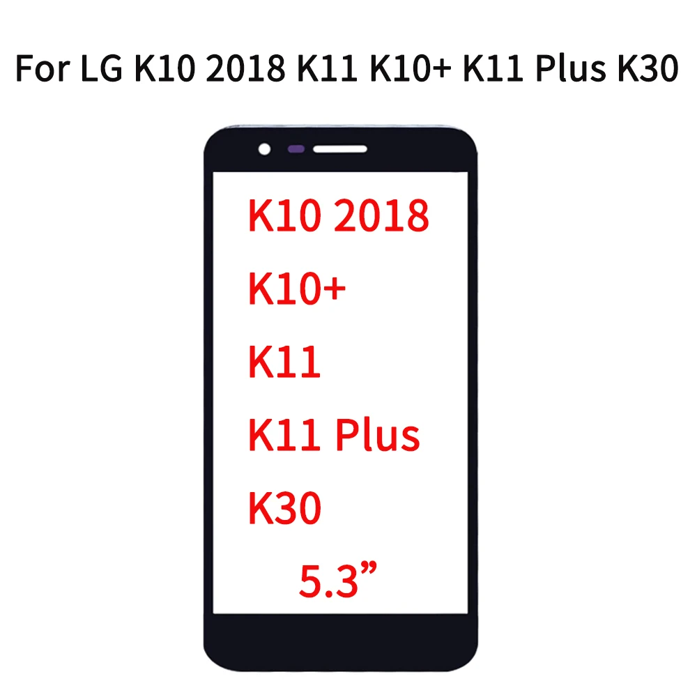 LG K10 용 2018 K11 K10 + K11 Plus K30 X4 + X4 터치 스크린 전면 유리 패널 전면 외부 유리 렌즈 K10 2018 With OCA ...