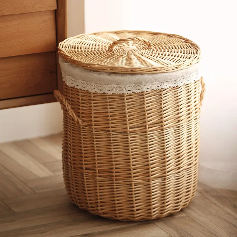 Round Wicker Laundry Basket