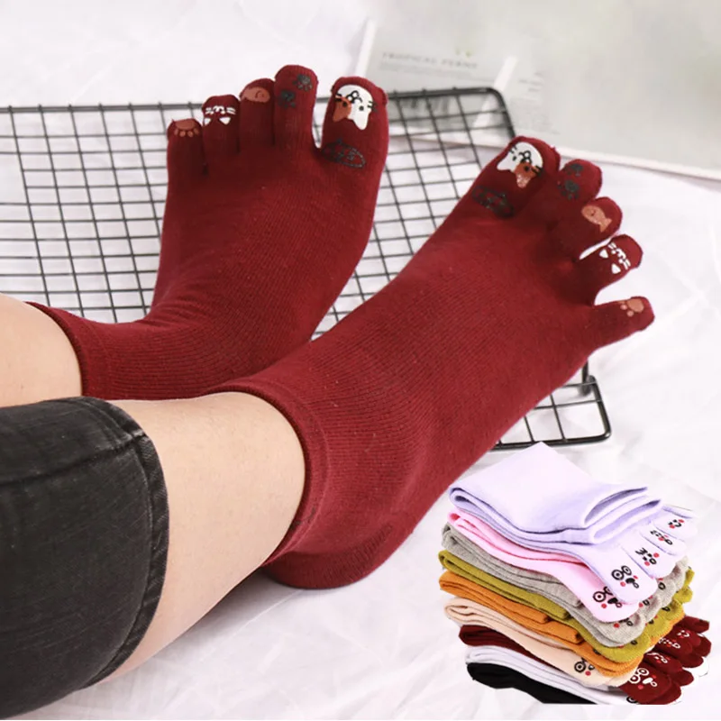 5-Pairs-Shor-Five-Finger-Tabi-Socks-for-Women-Girls-Cute-Cat-Paw-Print ...