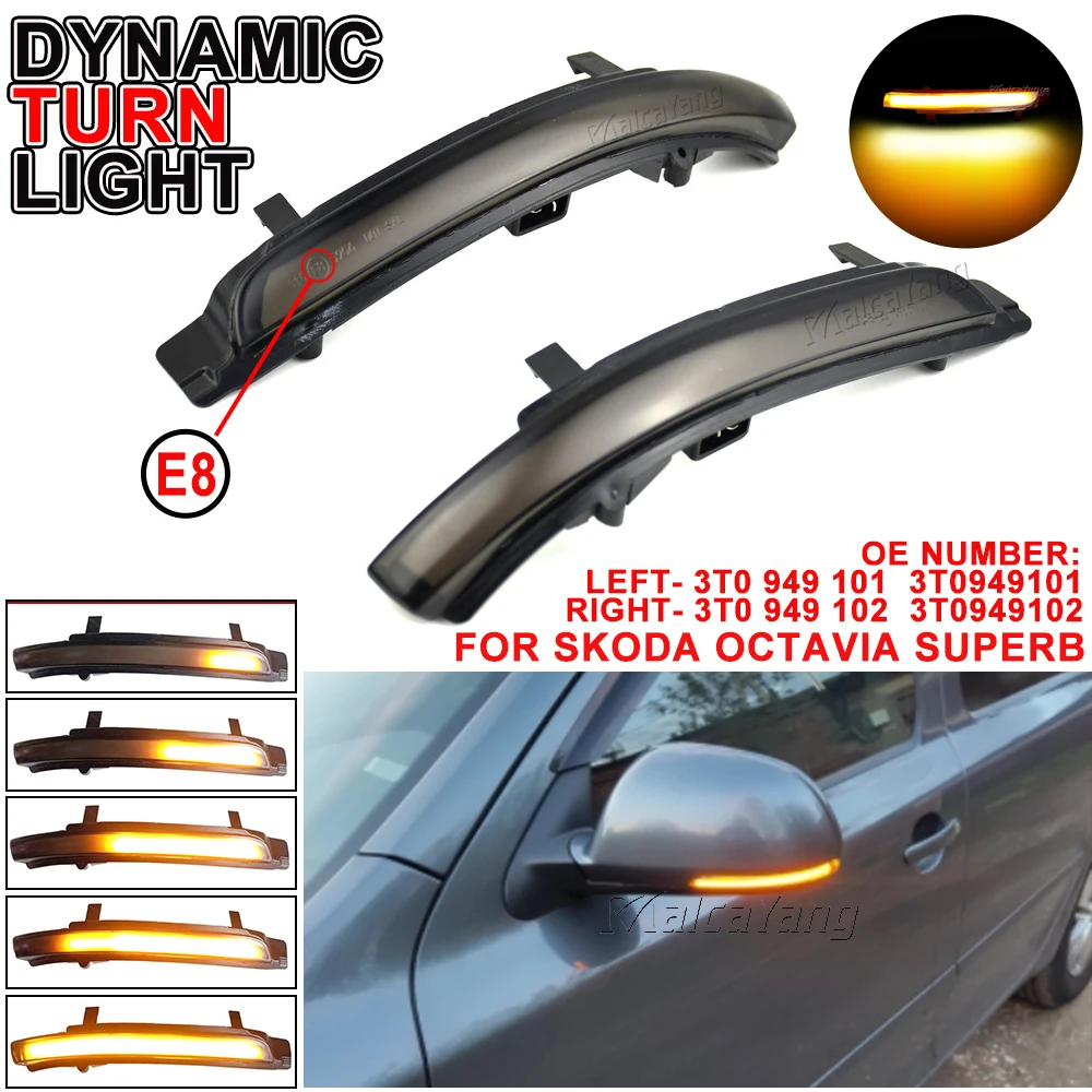 2-pieces-For-Skoda-Octavia-2009-2013-SUPERB-2008-2014-Dynamic-LED-Turn ...