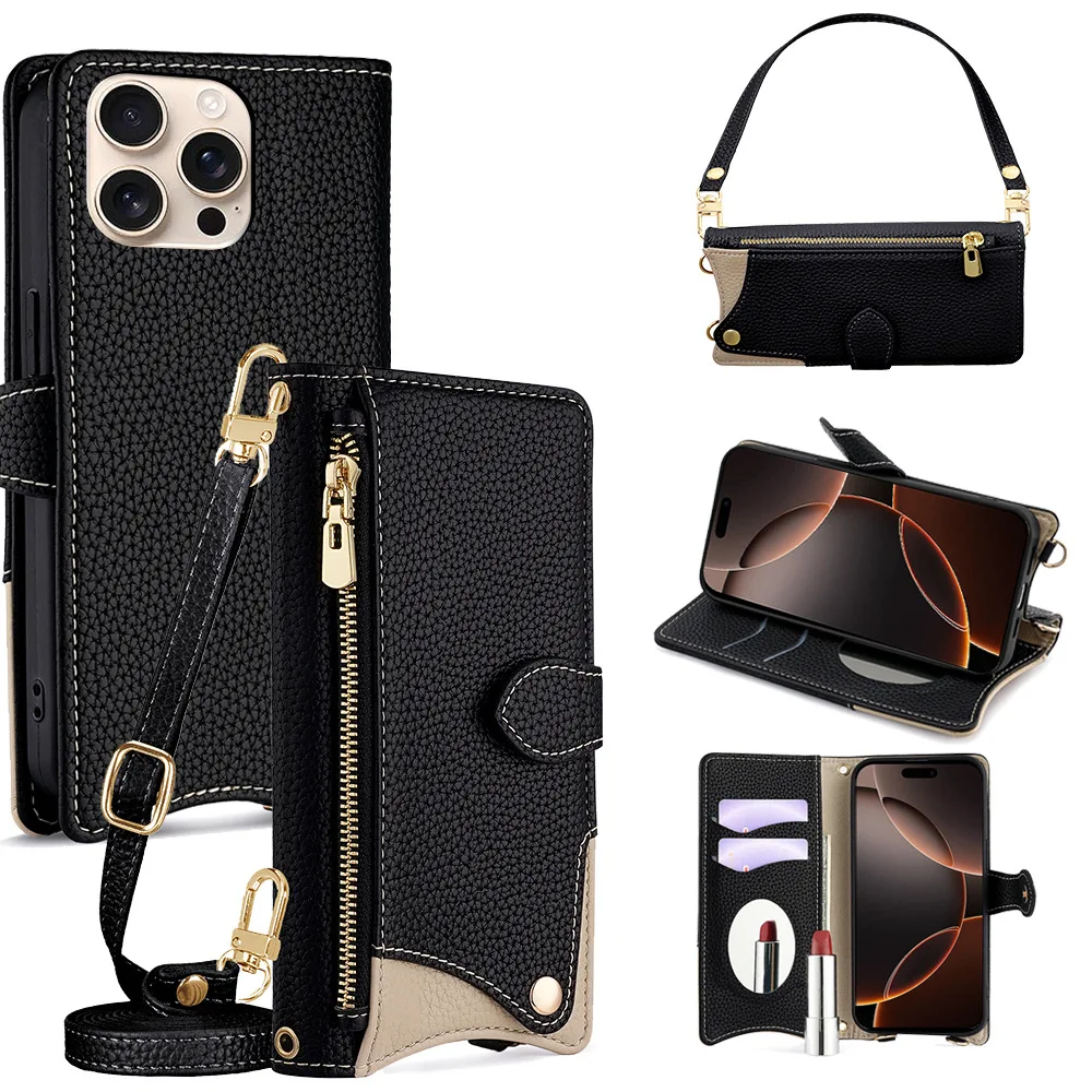 Zipper Mirror Wallet Case For OnePlus 15 13 13S 13T 12R 12 11R 11 10T 9 ...