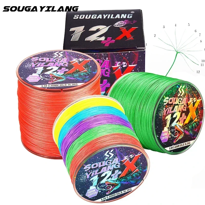 Sougayilang-12-Strands-Braided-Fishing-Line-100m-300m-X12-Multifilament-PE-Fishing-Line-18-80lbs ...