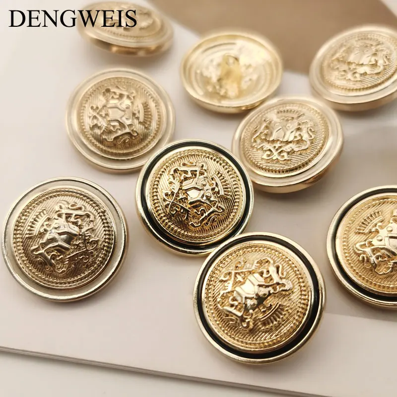 Metalen-Knopen-Kroon-Patroon-Gouden-Knopen-Britse-Mode-College-Stijl ...