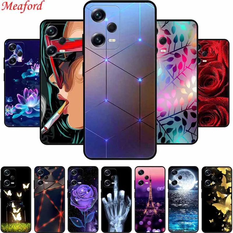 Para xiaomi redmi nota 12 pro caso borda preta silicone macio caso capa traseira para redmi nota ...