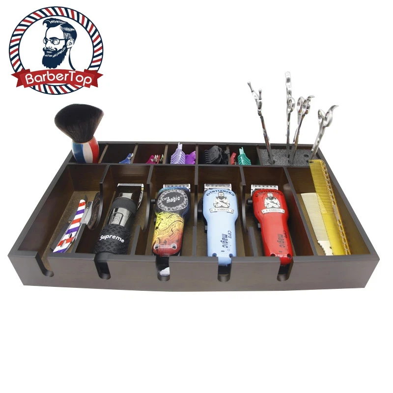 Barertop Hairdressing Tool Wood Storage Box Electric Clipper Display ...