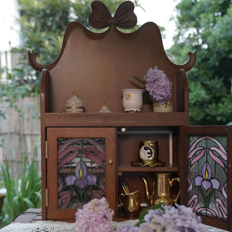 Solid-wood-storage-multi-layer-small-tea-cabinet-hanging-cabinet ...