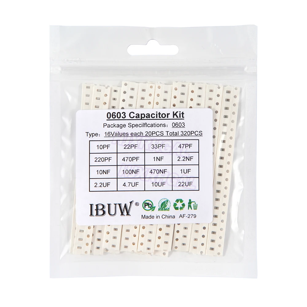 16values*20pcs=320pcs 0603 SMD Capacitor assorted kit 10pF-475M ...