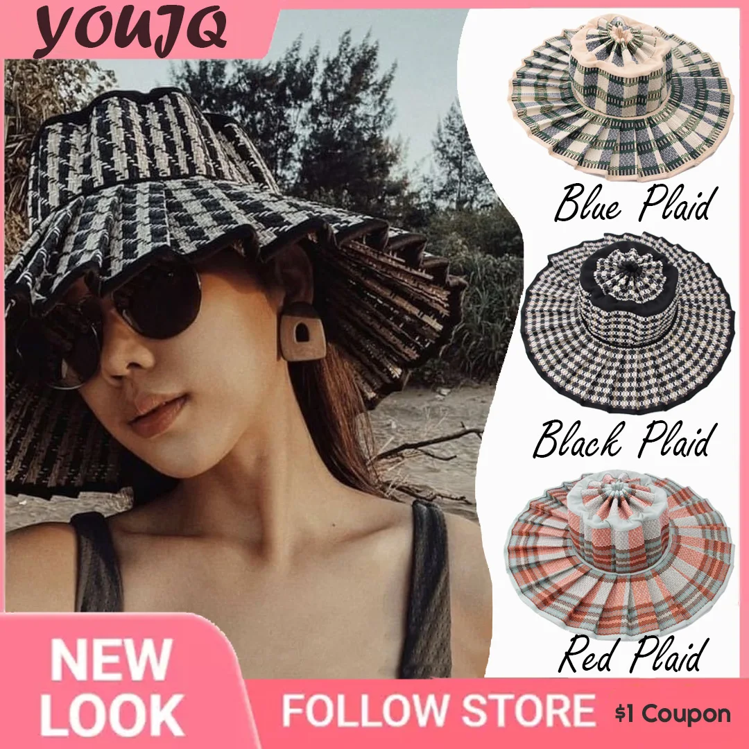 Summer Foldable Pleated Women Sun Hats Casual Top Sunscreen Lorna Style ...
