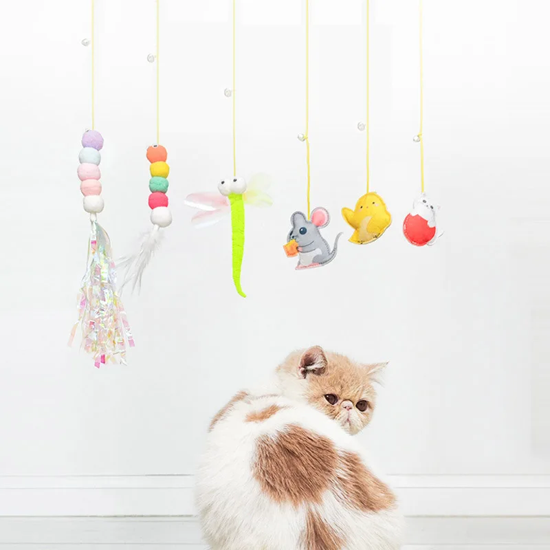 Pet Cat Toys Elasticity Retractable Hanging Door Type Interactive Toy ...