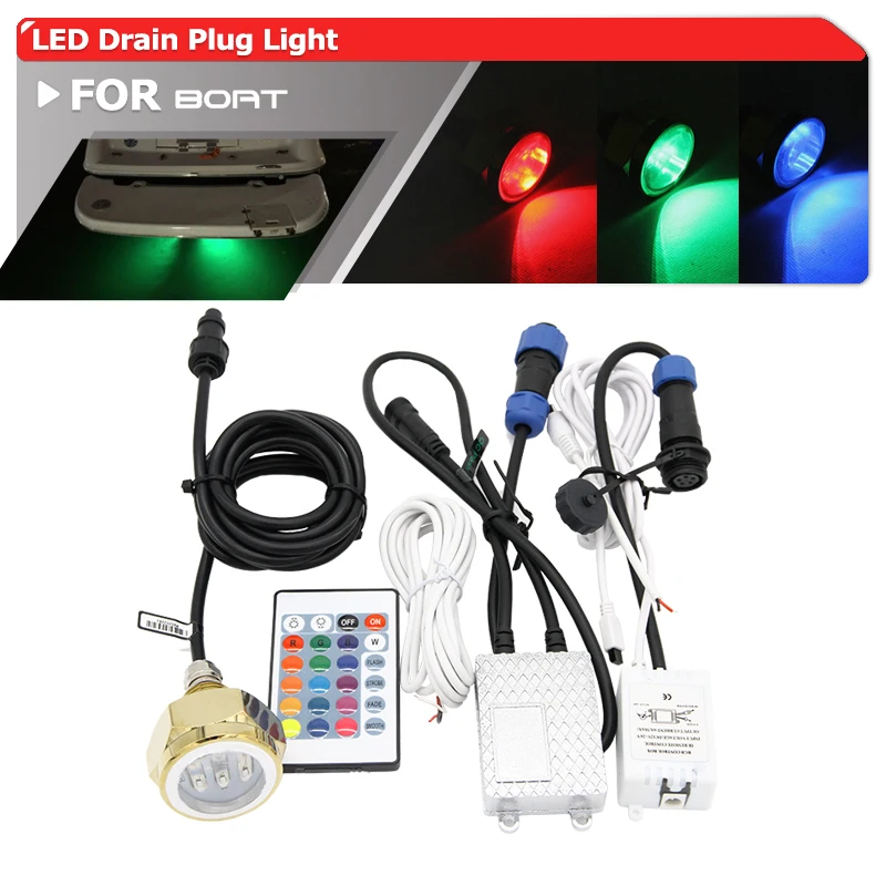 LED-Underwater-Boat-lamp-led-Drain-Plug-Light-with-connector-27W ...