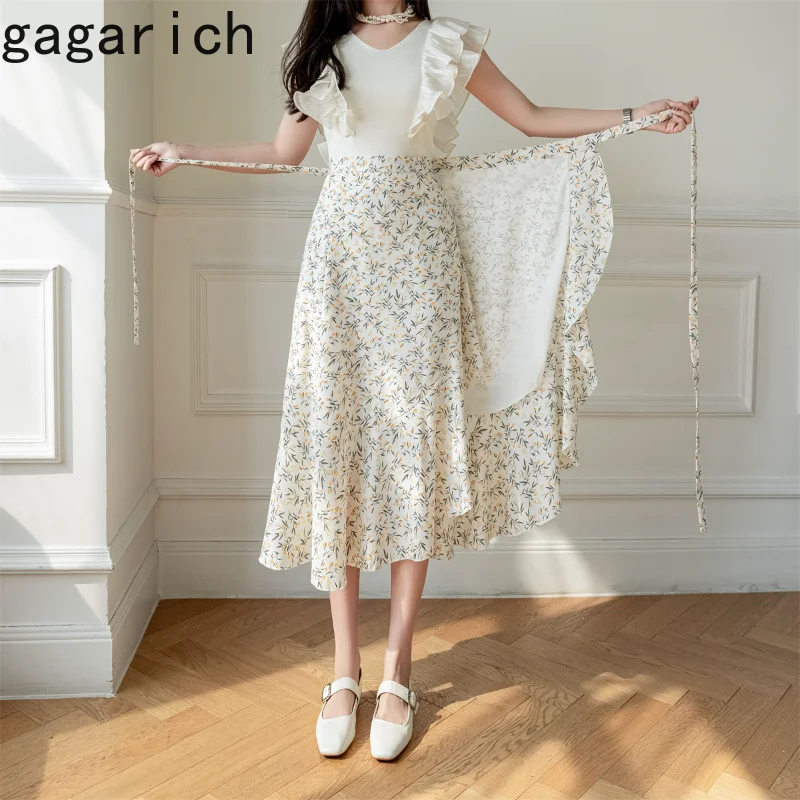 Gagarich Women One piece Skirt Chiffon Floral Wrap Summer High Waist ...