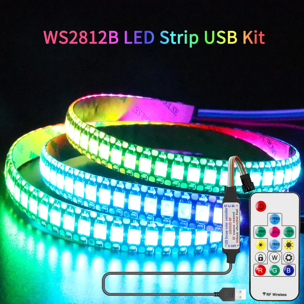 WS2812B-USB-LED-Strip-RGB-WS2812-Addressable-Pixel-Tape-14Keys-Remote ...