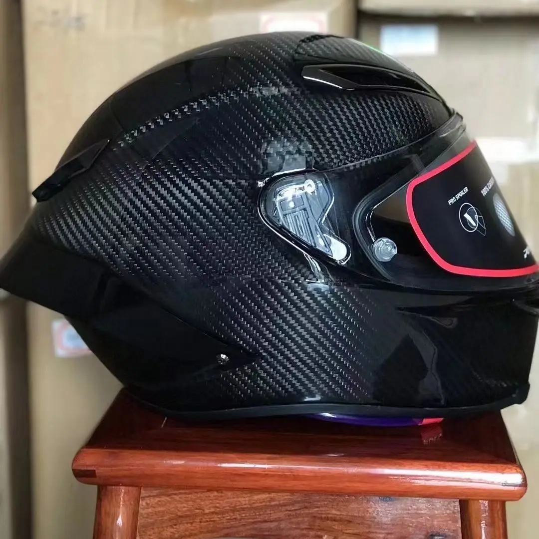 Full-face-helmet-carbon-fiber-material-bright-black-motorcycle-full ...