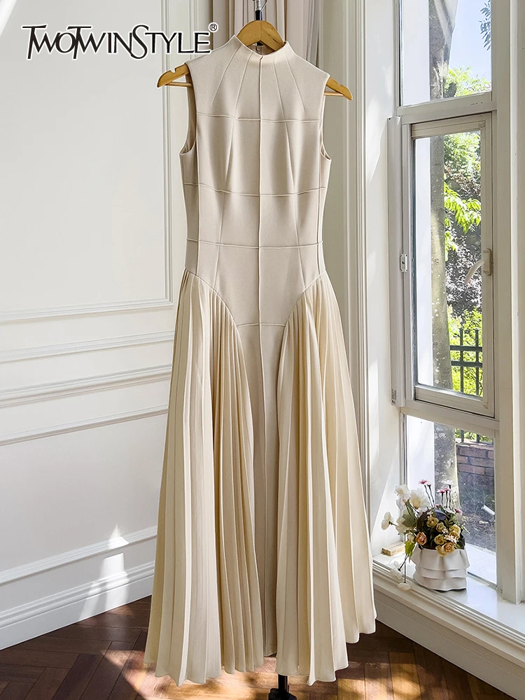 TWOTWINSTYLE-Temperament-Dresses-For-Women-Square-Collar-Sleeveless ...