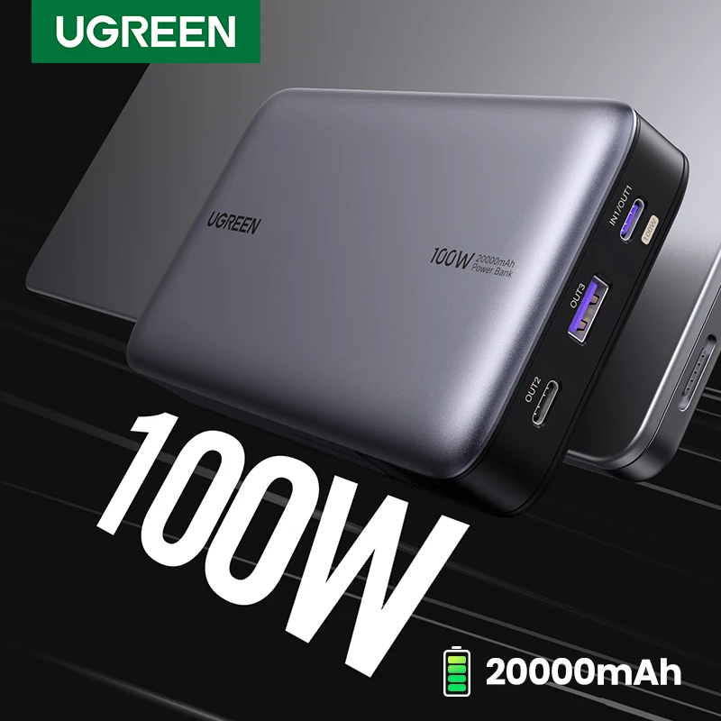 UGREEN 100 واط شحن سريع بطارية خارجية قوة البنك 20000 مللي أمبير PD3.0 ...
