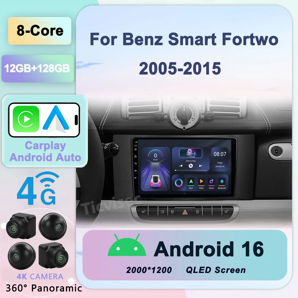 Android 16 Car radio For Mercedes Benz Smart Fortwo 2005 - 2015 Car ...