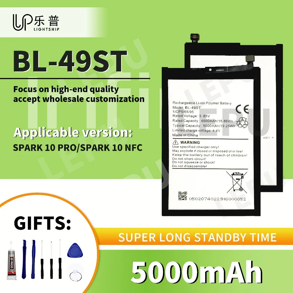 Batteries for TECNO SPARK 10 PRO with Tools Kits BL-49ST 5000mAh ...