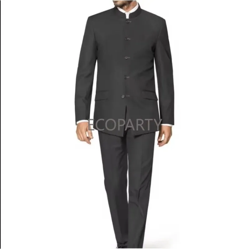 New-Men-Stand-Mandarin-Collar-Mao-Suit-Slim-Marriage-Groom-Best-Man ...