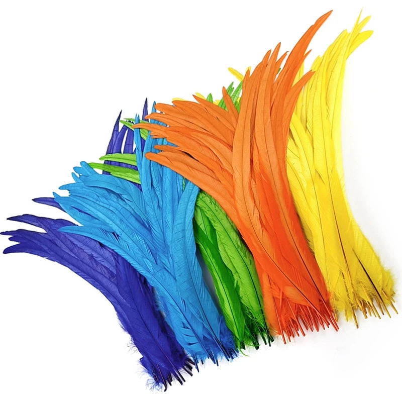 100Pcs-Lot-Colorful-Rooster-Feathers-for-Crafts-25-45CM-10-18-Rooster ...