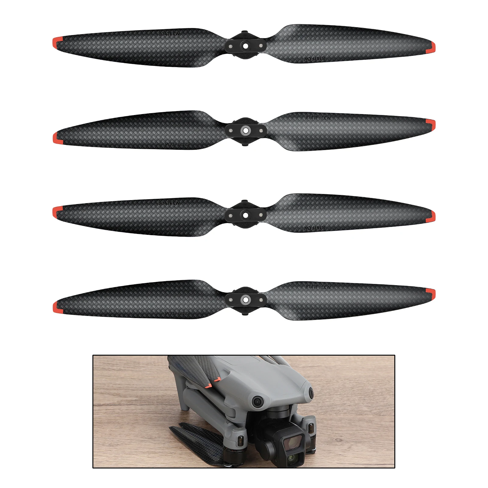 2-Pair-8747F-Carbon-Fiber-Low-Noise-Propeller-For-DJI-Air-3-Drone-Quick ...