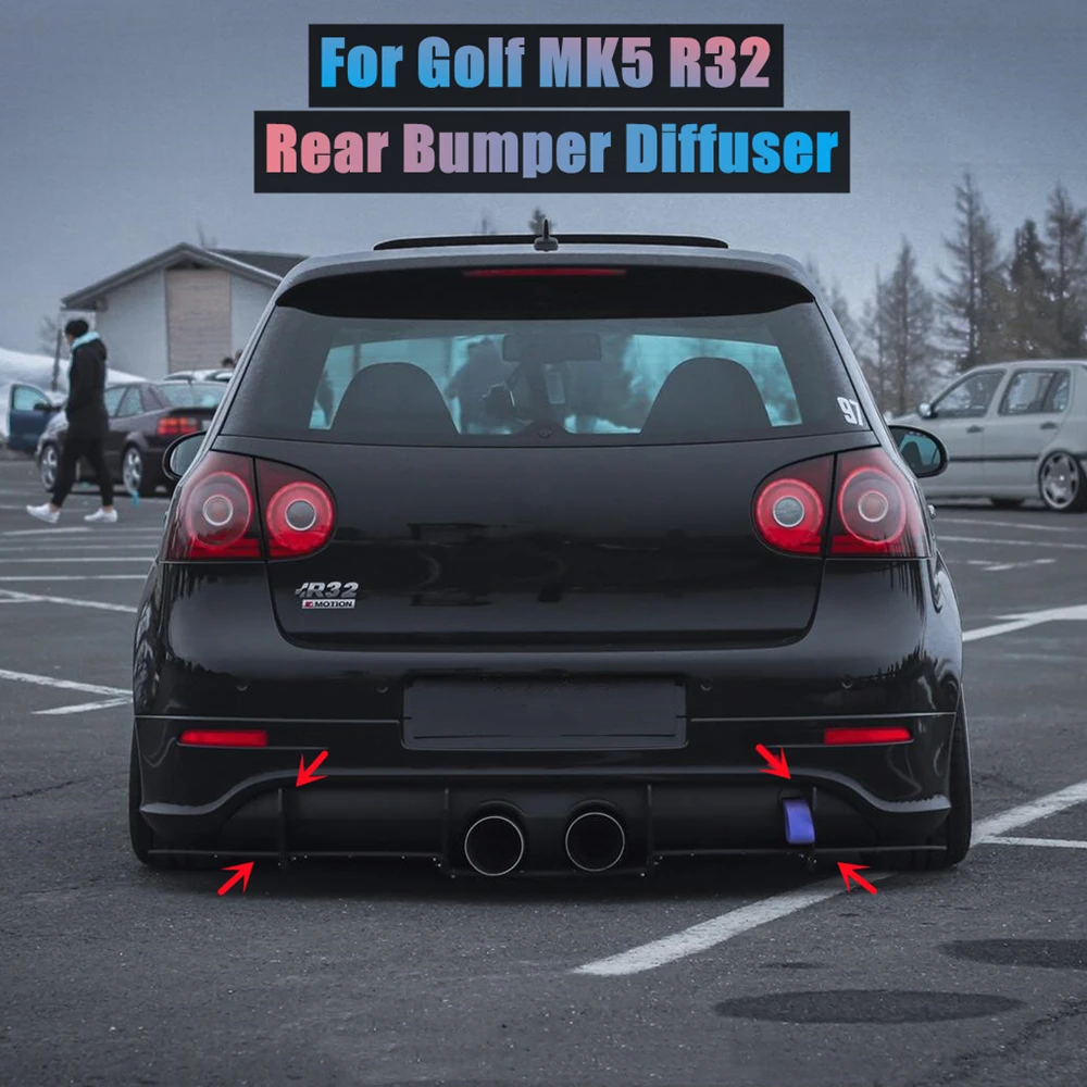Metal Black Car R32 Rear Diffuser Lip Rear Side Splitters For Vw For ...