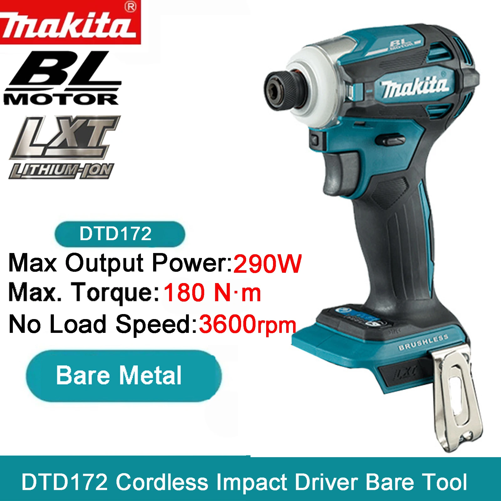 Makita 18V Cordless Impact Driver DTD172 Brushless Electric Drill Screwdriver Wood/Bolt/T1/T2 ...