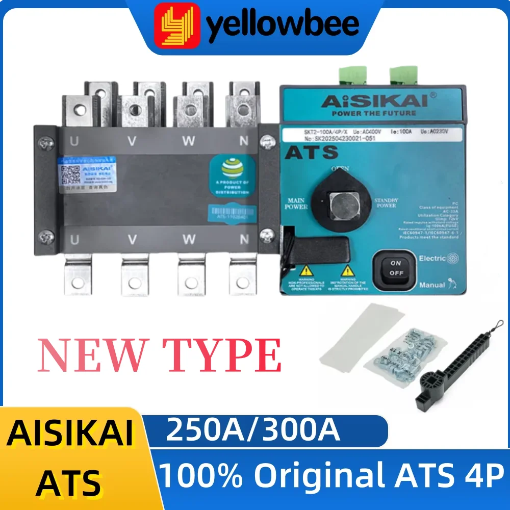 Aisikai 250A 300A 4P ATS Controller Dual Power Automatic Transfer ...