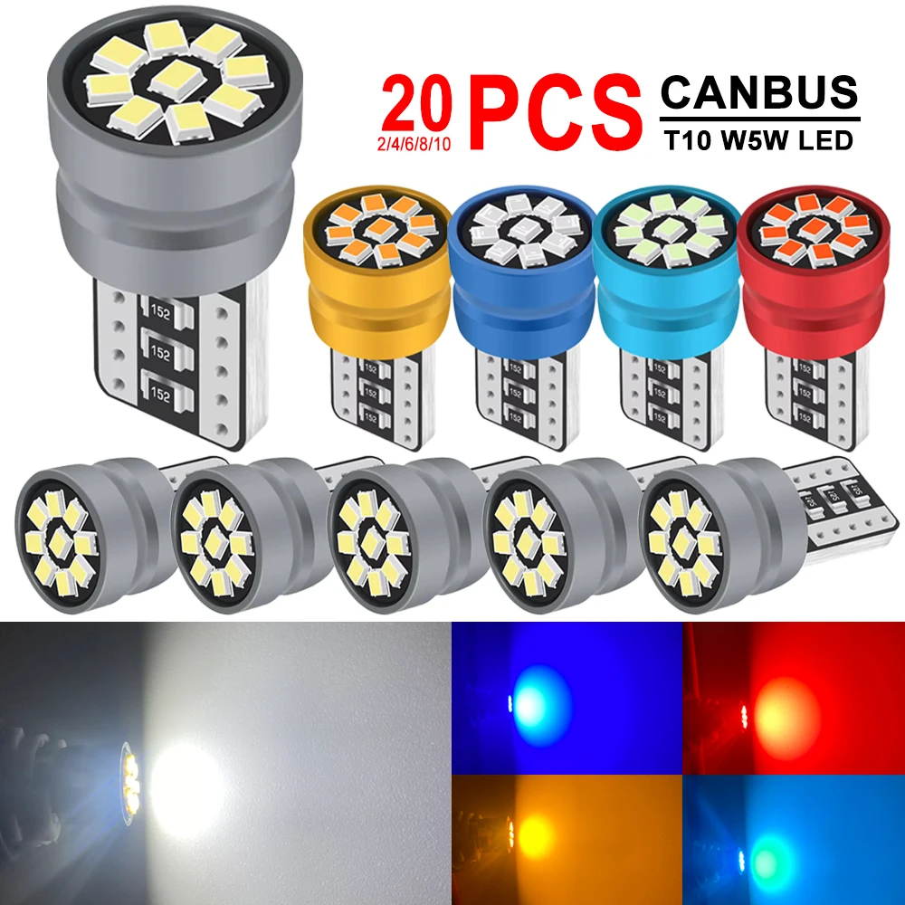 2/4/6/8/10/20 PCS T10 W5W LED Bulb CANBUS 12V 2016-9SMD Car Interior ...