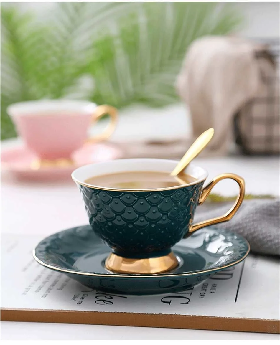 Service à thé - café,Ensemble de tasses à café et sous-tasses de luxe ...